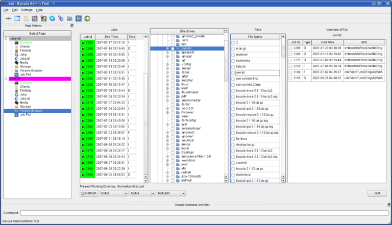 BAT - the Bacula administration tool. GUI for Bacula
