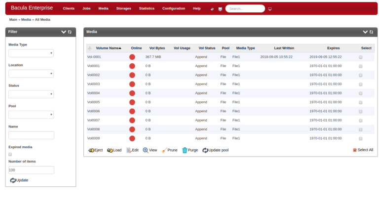 Backup Management System and GUI for Bacula Systems