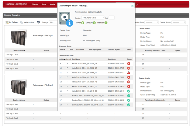 Backup Management System and GUI for Bacula Systems