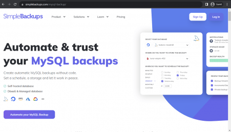 MySQL backup software tools. MySQL automatic backup solutions